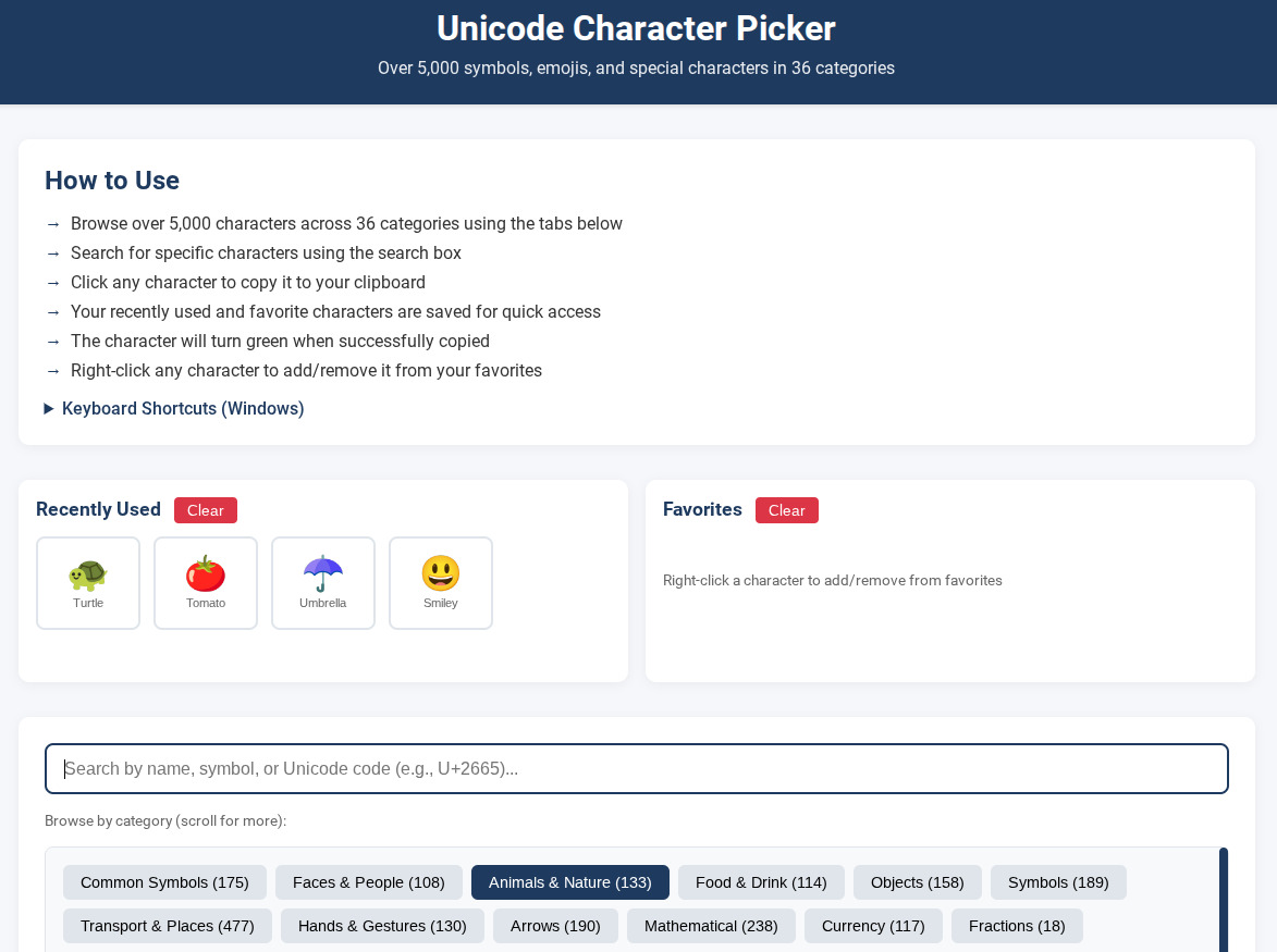 Free Online Unicode Character Picker (No Signup) – FreeWWW